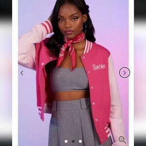 Barbie | Jackets & Coats | New Barbie Embroidered Girls Varisty Jacket ...